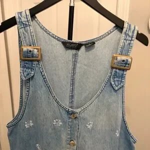 Agapo | Pants & Jumpsuits | Vtg Agapo Denim Jumper Dress Med Floral ...